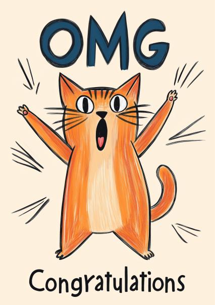 Cute Congratulations Card - Ginger Cat - OMG | thortful