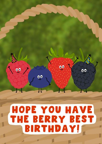 Funny Birthday Card - Berry Best Birthday - Berries - Pun | thortful