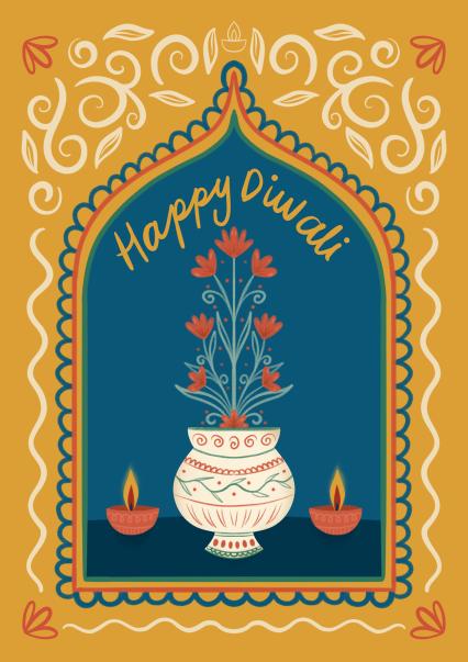 Pretty Diwali Card - Diya Lantern - Hindu - Festival Of Lights | thortful