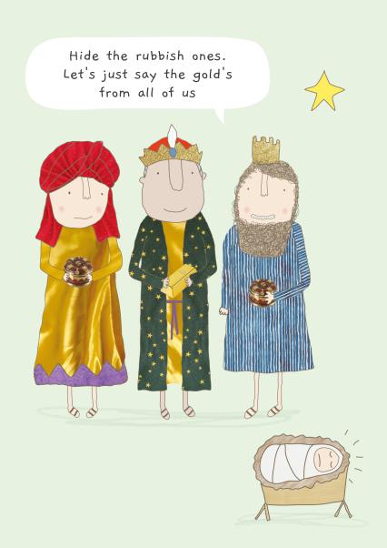 Funny Christmas Card - For Friends and Family - 3 Wise Men With Rubbish Gifts | thortful