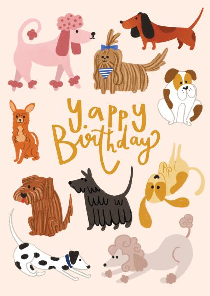 Cute Birthday Card - Yappy Birthday - Dogs | thortful