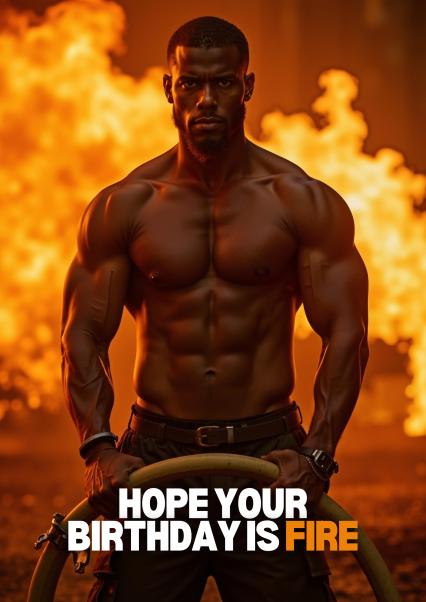Personalised Face Swap Birthday Card – Sexy Firefighter | thortful