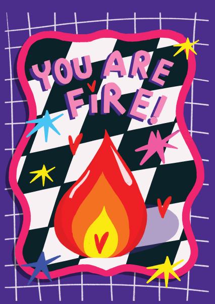 Arty Love & Friendship/Valentines Day Card - You Are Fire - Flames ...