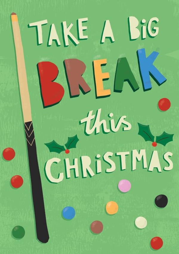 Funny Christmas Card - Big Break - Snooker | thortful