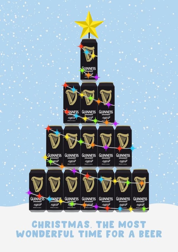 Funny Christmas Card - Guinness Tree - Wonderful Time For A Beer | thortful