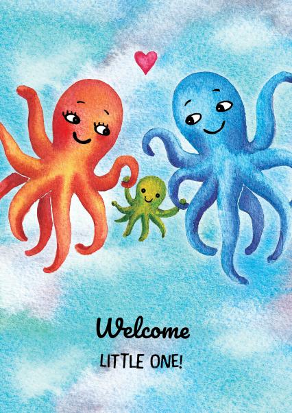 Cute New Baby Card - Welcome, Little One! - Octopus | thortful