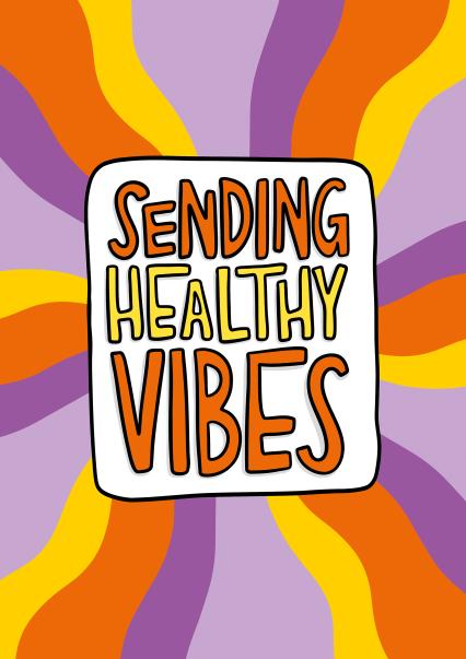 Fun Get Well Card - Sending Healthy Vibes - Groovy | thortful