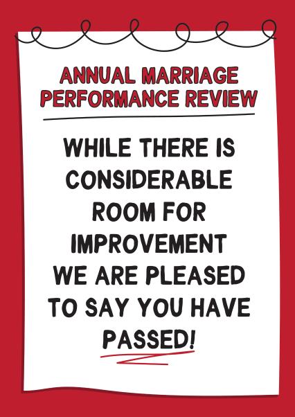Funny Anniversary Card - Annual Marriage Review - Passed | thortful