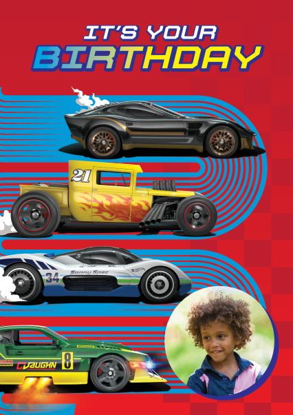 Personalised Hot Wheels Birthday Photo Card For Boy | thortful