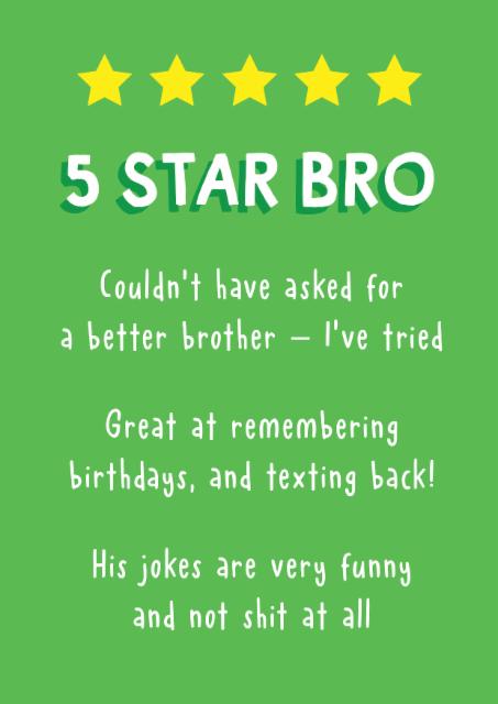 Funny Birthday Card - For Brother - Star Rating | thortful