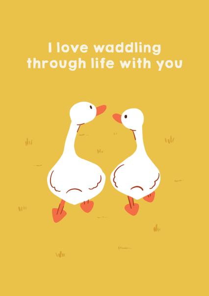 Cute Anniversary Card/Valentine's Day Card - Ducks Walking Together ...