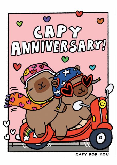 Cute Capybara Anniversary Card - Capy For You - Capy Anniversary | thortful
