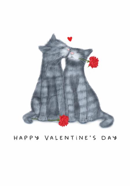 Cute Valentine's Day Card - Tabby Cat Couple | thortful