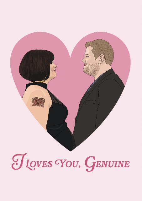 Fun Valentine's Day Card - I Loves You, Genuine - Ness & Smithy | thortful