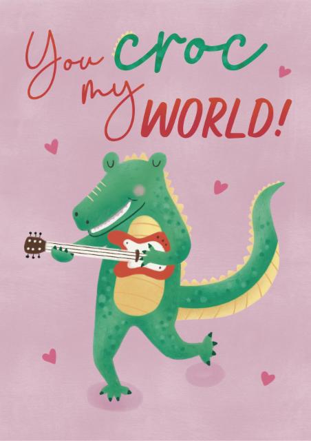 Cute Valentine's Day Card - You Croc My World | thortful