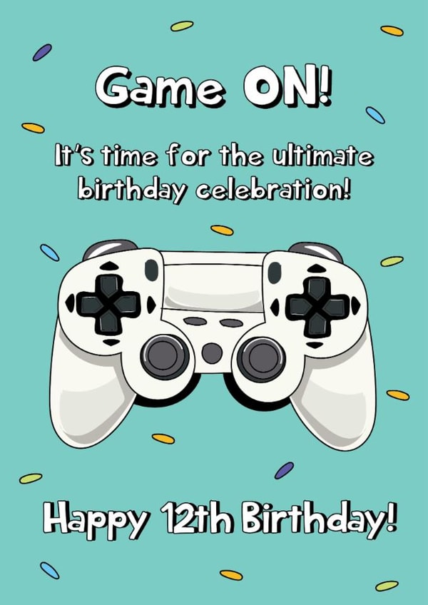 Classic Birthday Card - 12th - Gaming Controller | thortful