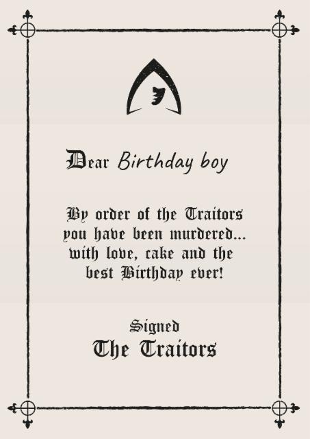 Funny Birthday Card - For Him - By Order Of The Traitors | thortful