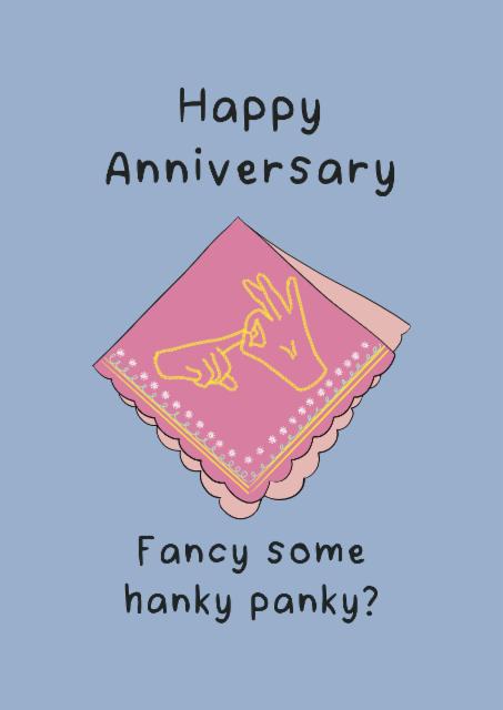 Cheeky Anniversary card – Rude embroidery – Fancy some hanky panky ...