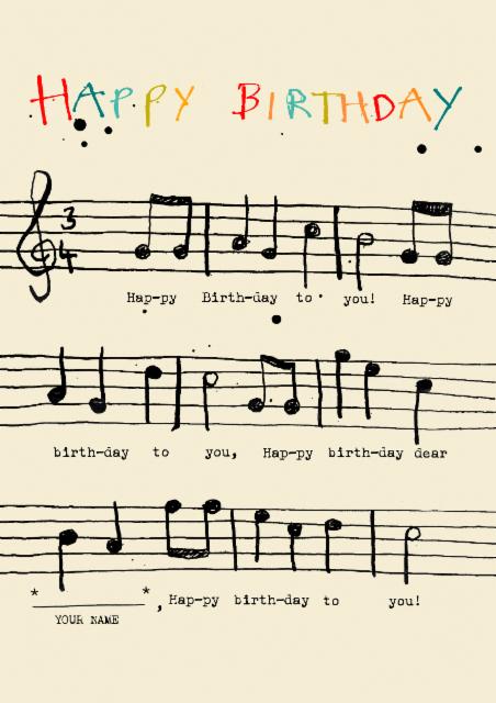Classic Birthday Card - Happy Birthday Song - Musical Notes | thortful