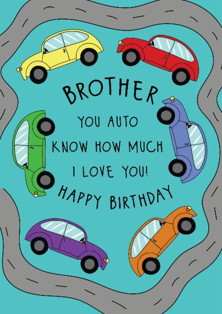 Cute Birthday Card - For Brother - Cars | thortful