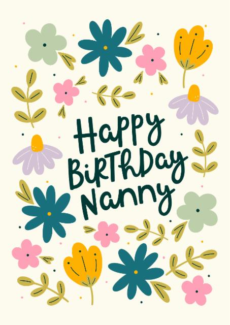 Pretty Birthday Card - For Nanny - Flowers | thortful