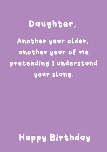 Fun Birthday Card - For Daughter - Slang | thortful