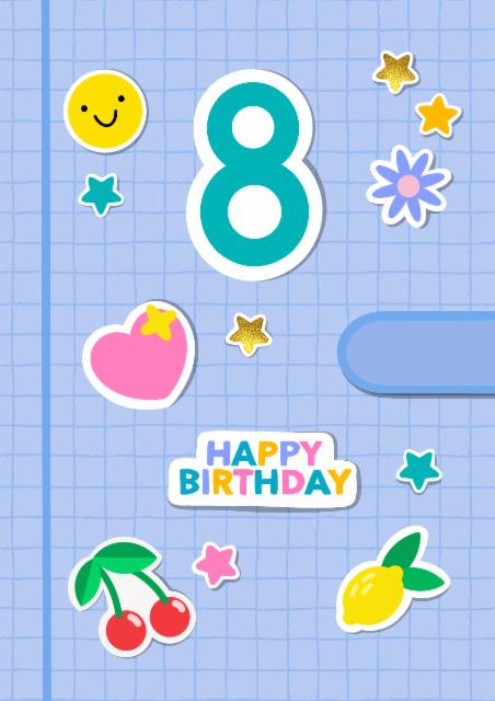 Cute 8th Birthday Card - For Her - Stickers | thortful