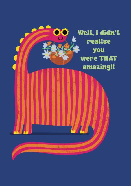 Cute Congratulations Card - Dinosaur - Flowers | thortful