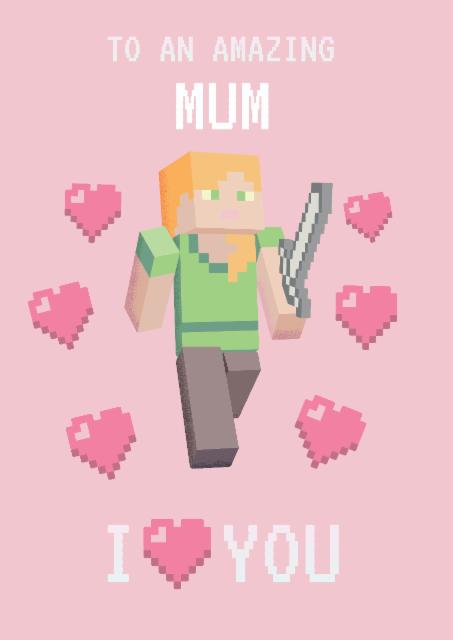 Fun Minecraft-Inspired Mother’s Day Card for Mum – Pixel Gamer | thortful