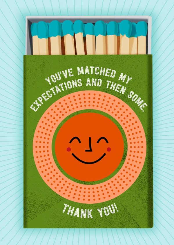 Cute Thank You Card - Smiling Sun - Matchbox Design | thortful