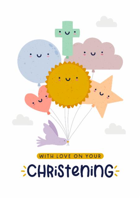 Cute Christening Card - Christening Balloons - Baptism | thortful