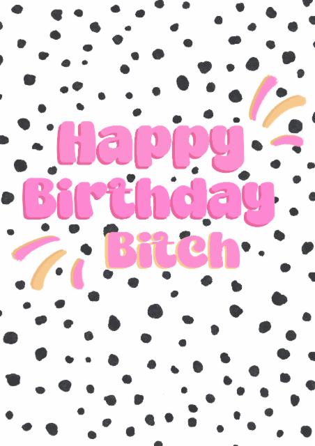 Cute - happy Birthday Card - Dalmatian Print - Pink | thortful