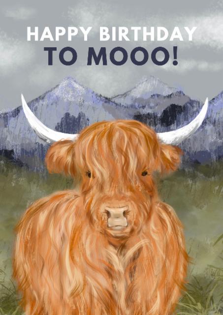 Funny Birthday Card - Highland Cow | thortful