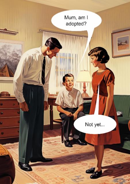 Cheeky Mothers Day Card - From Son - Am I Adopted? Not Yet! | thortful