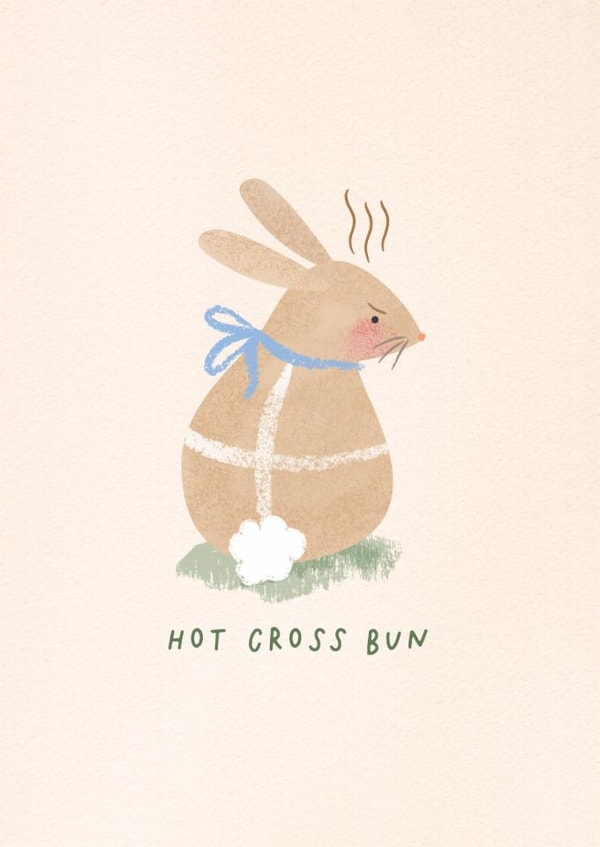 Cute Easter Card - Hot Cross Bun - Bunny | thortful