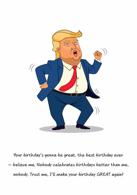 Funny Birthday Card - Donald Trump - Cheeky Humorous Trump Joke Cartoon ...