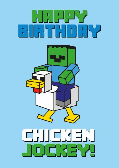 Funny Birthday Card - Minecraft - Chicken Jockey | thortful
