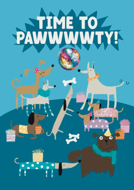 Cute Birthday Card - Time TO Pawty | thortful