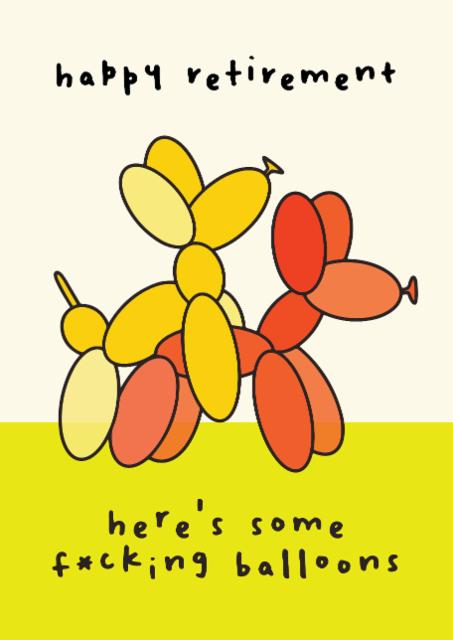 Cheeky Retirement Card - Balloon - Animals | thortful