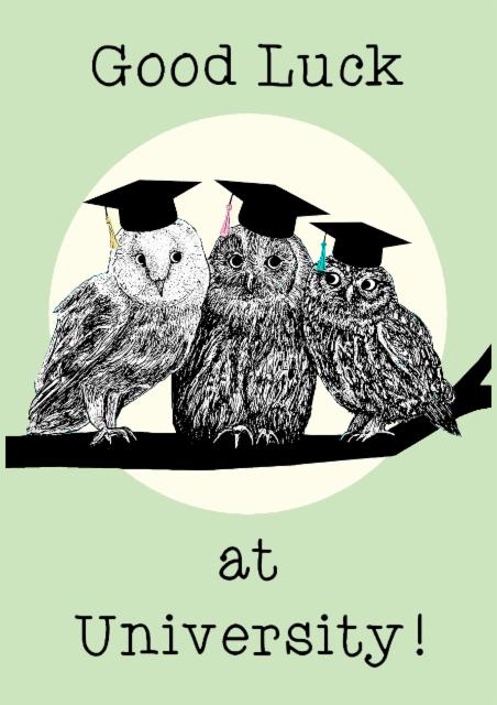 Cute Good Luck Card - University - Owls | thortful