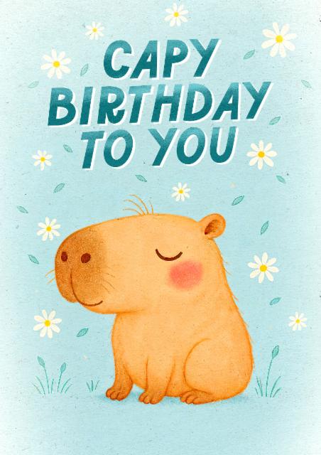 Cute Birthday Card - Capy Birthday To You - Capybara | thortful