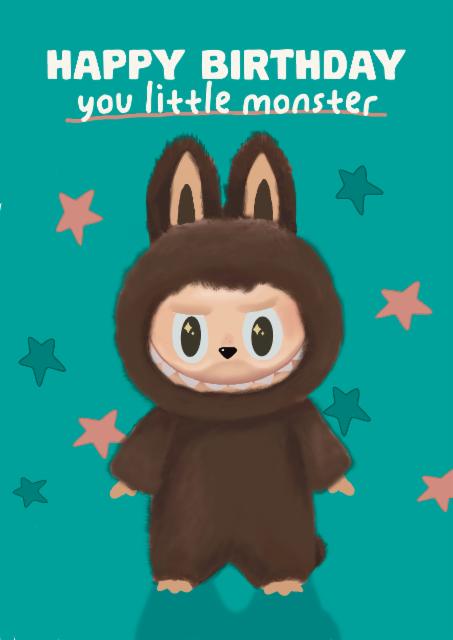 Cute Birthday Card - Labubu Doll - Little Monster | thortful