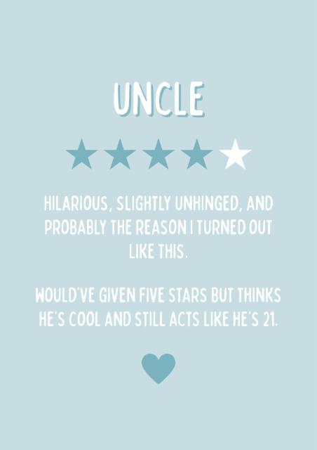 Funny Birthday Card - For Uncle - Star Rating | thortful