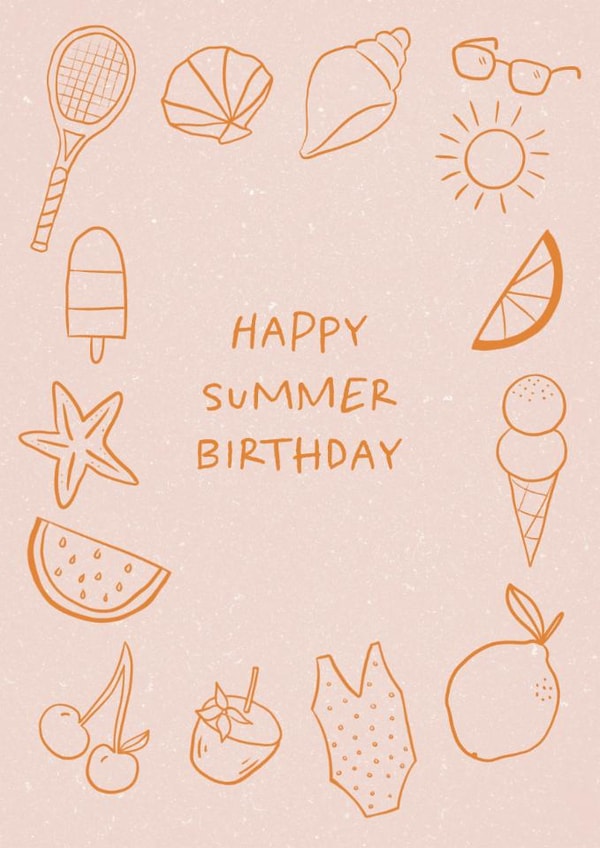 Fun Birthday Card - Happy Summer Birthday - Ice Cream - Shells | thortful