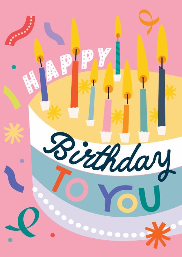 Modern Contemporary Happy Birthday Card - Cake | thortful
