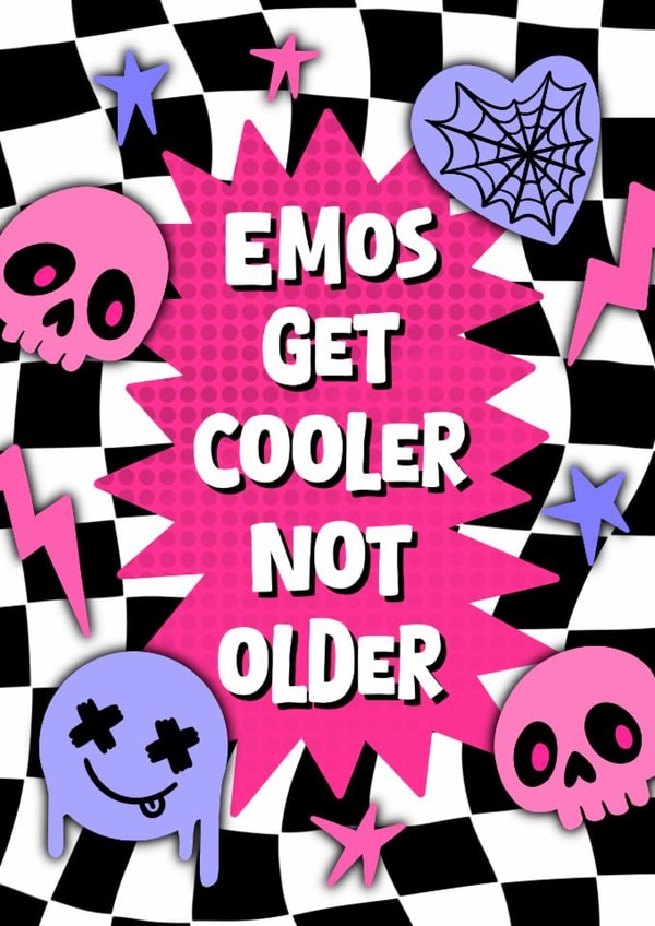 Fun Birthday Card - Elder Emo - Cooler Not Older | thortful