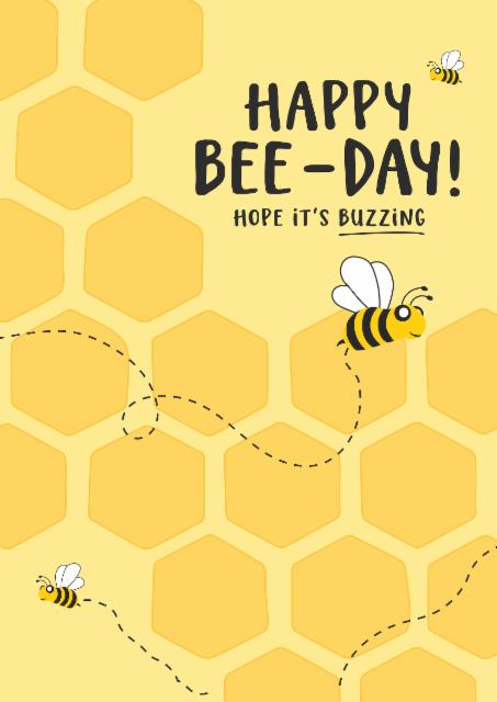 Cute Birthday Card - Hope It's Buzzing - Bee Pun | thortful