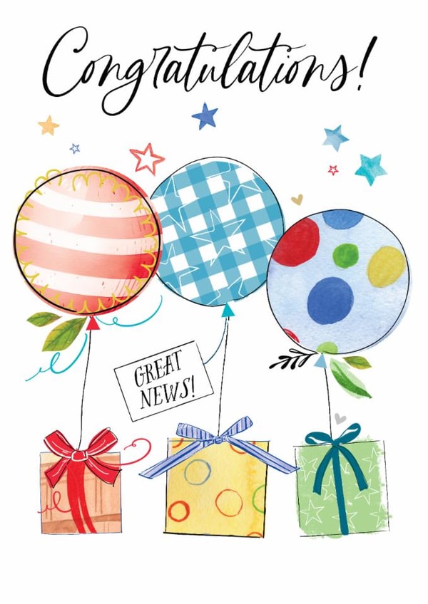Traditional Congratulations Card - Great News - Balloons | thortful