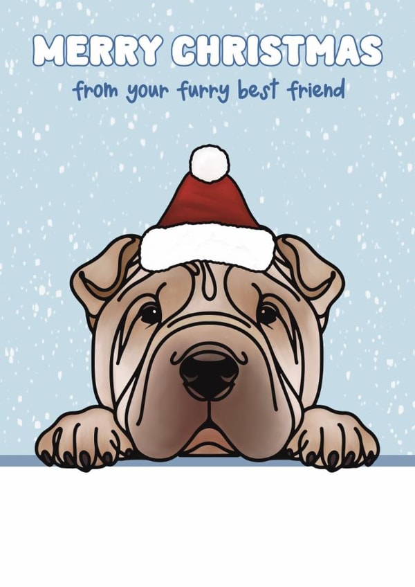 Cute Christmas Card - Shar Pei - Furry Best Friend | thortful