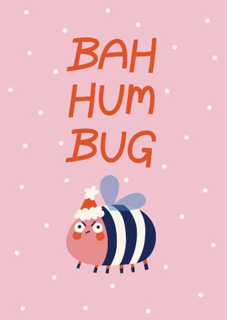 Cute Christmas Card - Bah Hum Bug - Grumpy Beetle | thortful